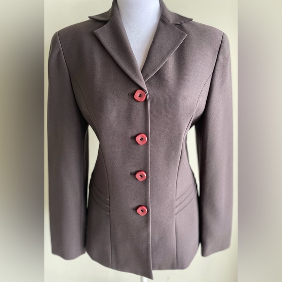Vintage | Jackets & Coats | Vintage 4 Button Front Fitted Blazer Taupe ...